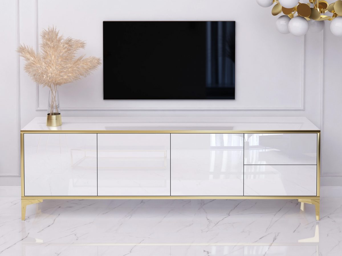 Elegantes Tv Board Weiss Gold Fotos
